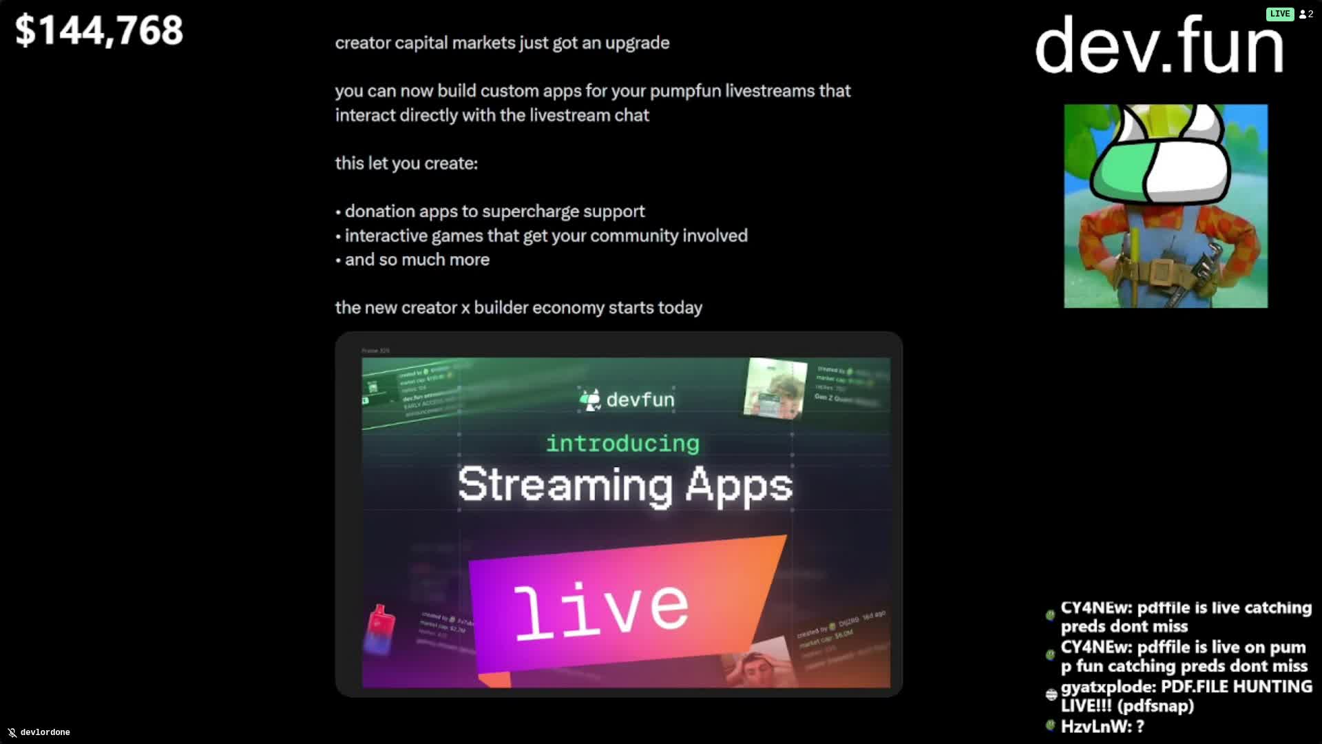 dev.fun announcement channel (devann) - Pump